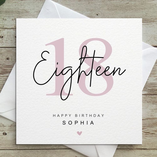 Personalised 18th Birthday Card Eighteen Card for Her Card | Etsy