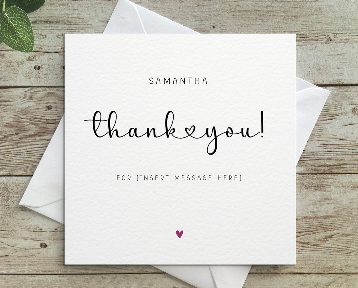 Personalised Thank You Card Simply Thanks Thank You Thanks - Etsy UK