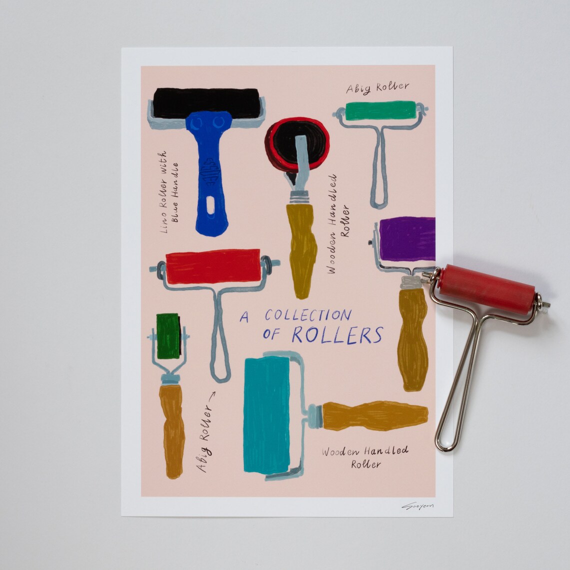 Linocut Rollers Art Print Ink Rollers Illustration Artist - Etsy UK
