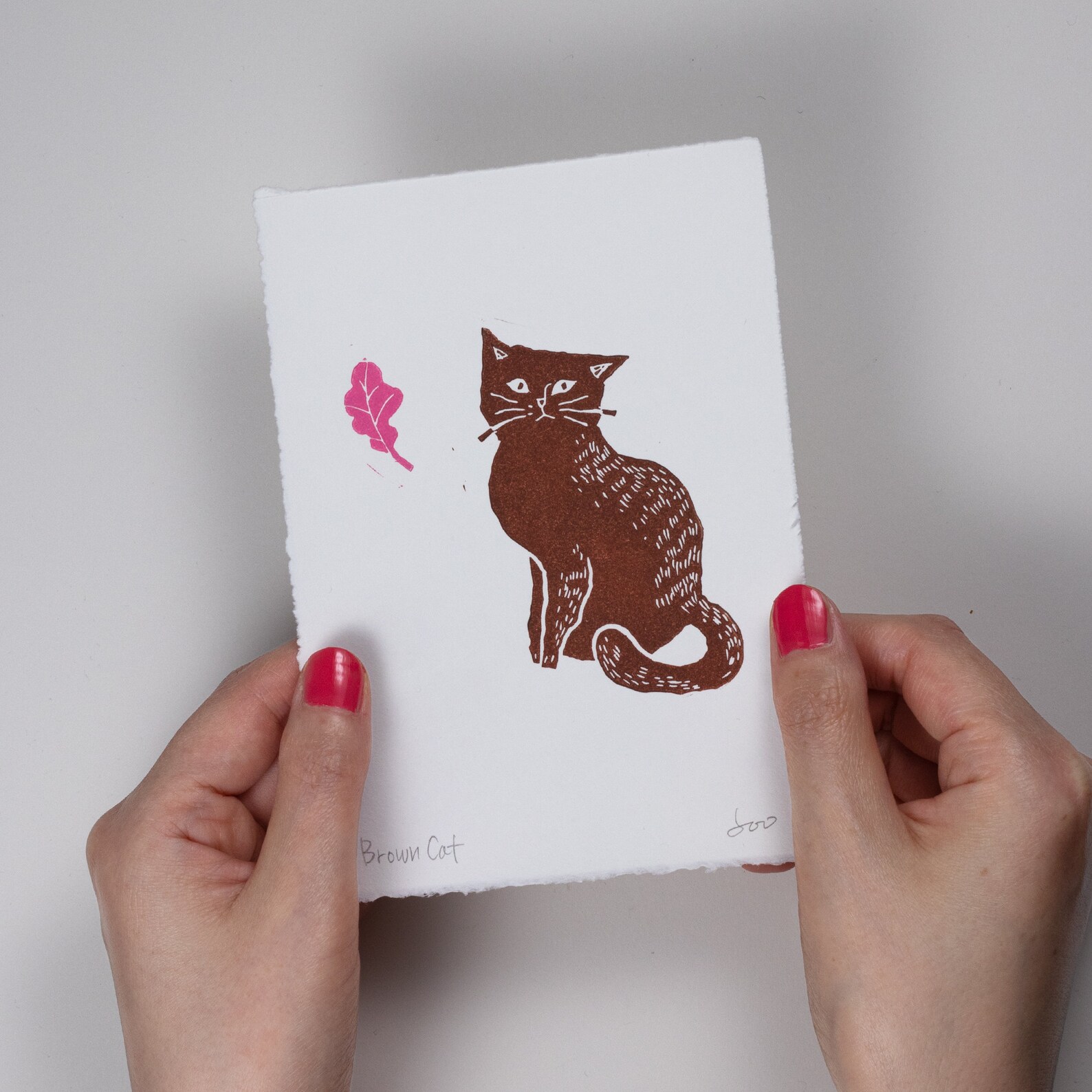 Brown Cat Linocut Print Cute Cat Lino Block Printing Cat - Etsy UK