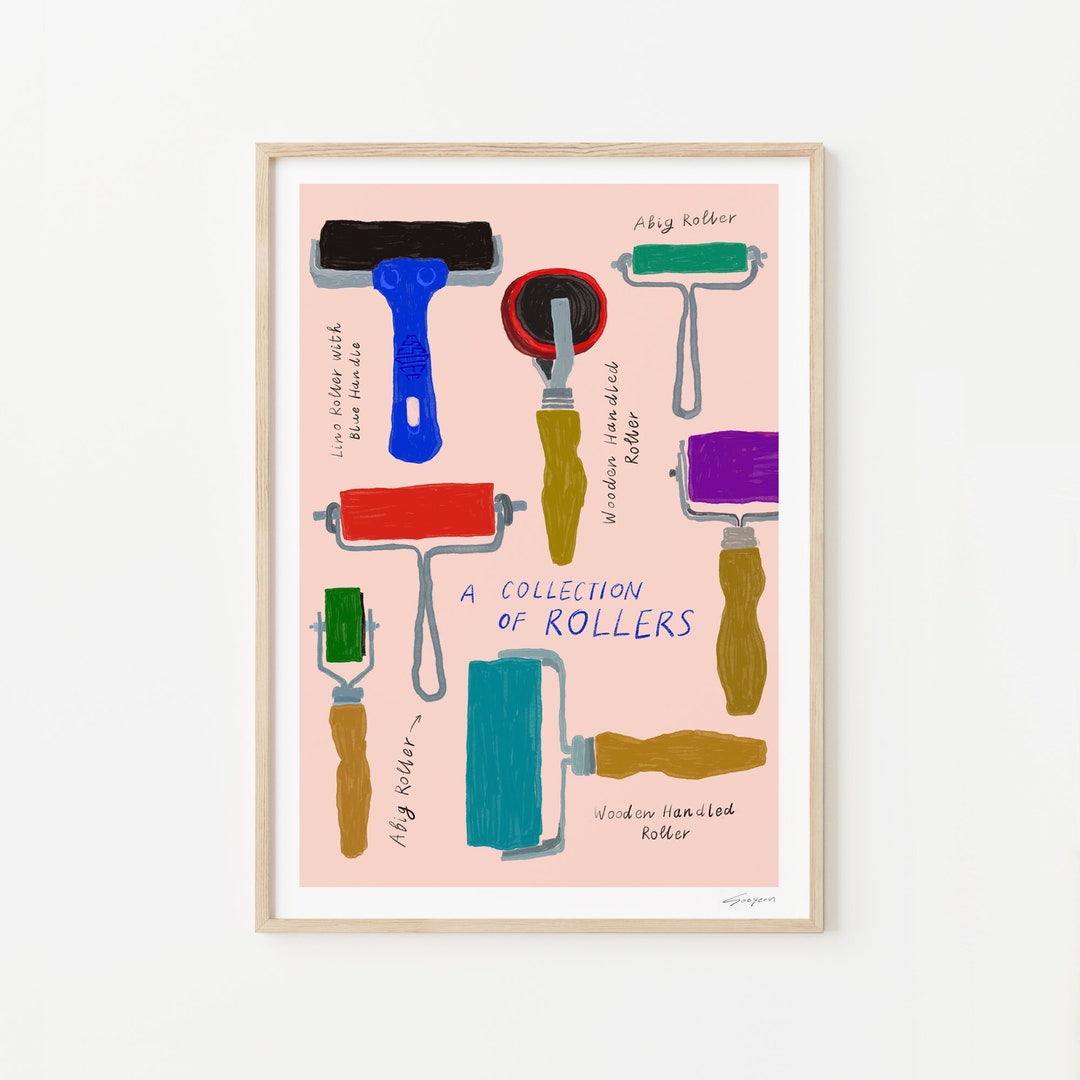 Linocut Rollers Art Print, Ink Rollers Illustration, Artist Tools Print ...