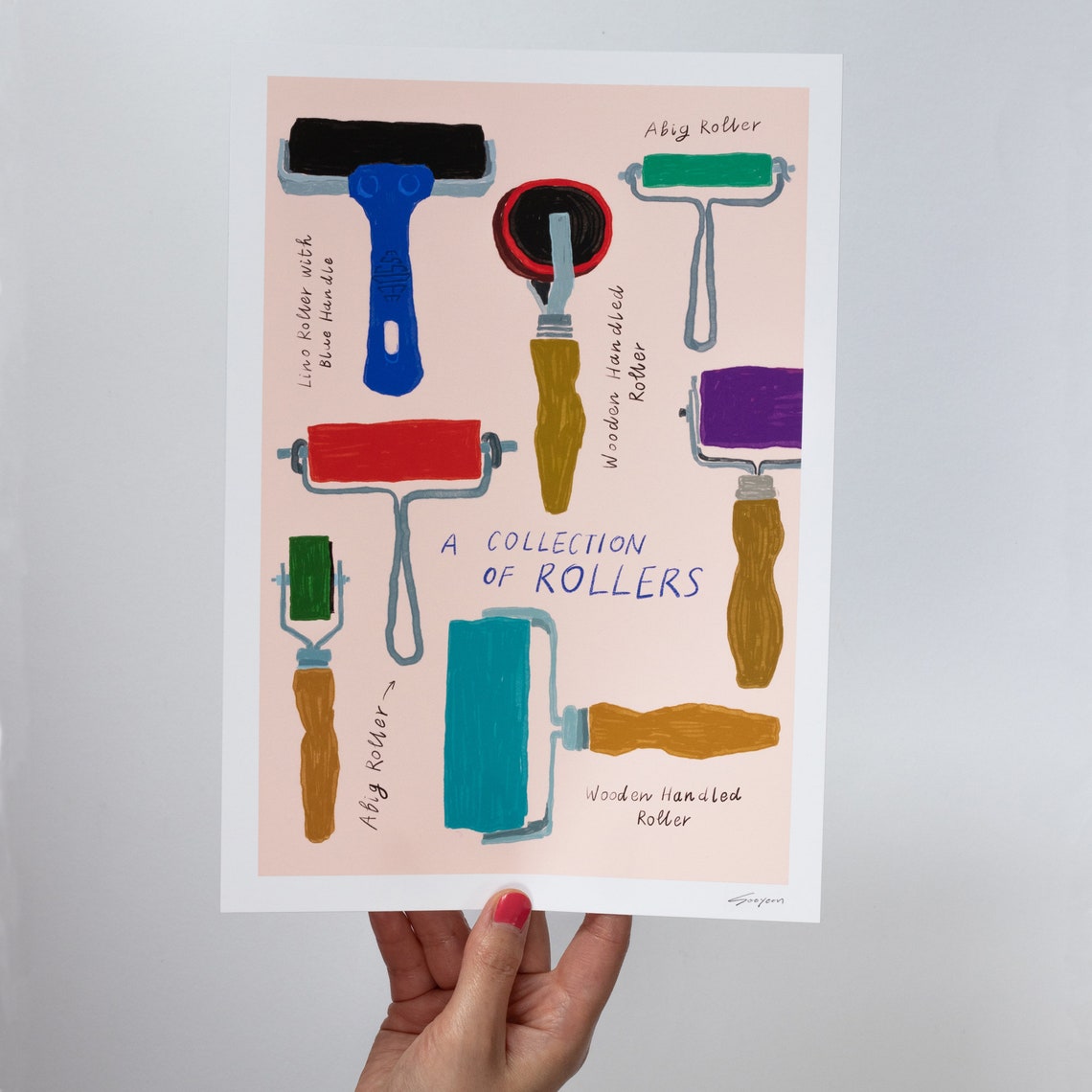 Linocut Rollers Art Print Ink Rollers Illustration Artist - Etsy UK