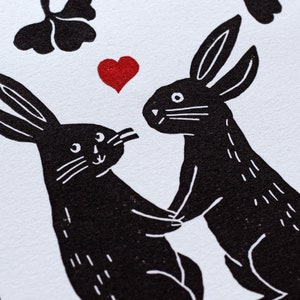 Lucky Rabbits Original Limited Edition Linocut Print, Rabbits and ...