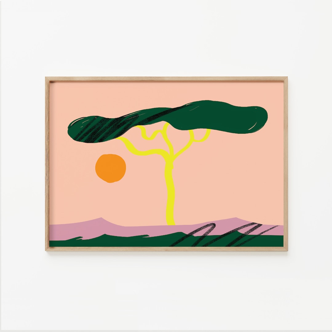 Acacia Tree Print, African Inspiration Drawing, Landscape Illustration ...