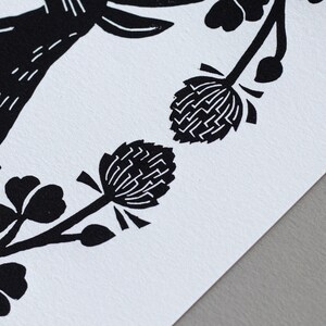 Lucky Rabbits - Original Limited Edition Linocut Print, Rabbits and ...