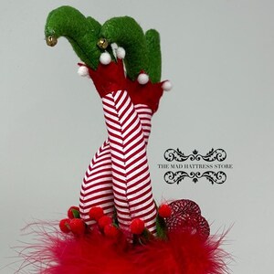Elf Down Headband/fascinator/headpiece Red Stripe Legs Christmas ...