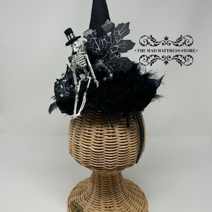 Fancy Witch Hat Skeleton fascinator/headband/headpiece/halloween ...