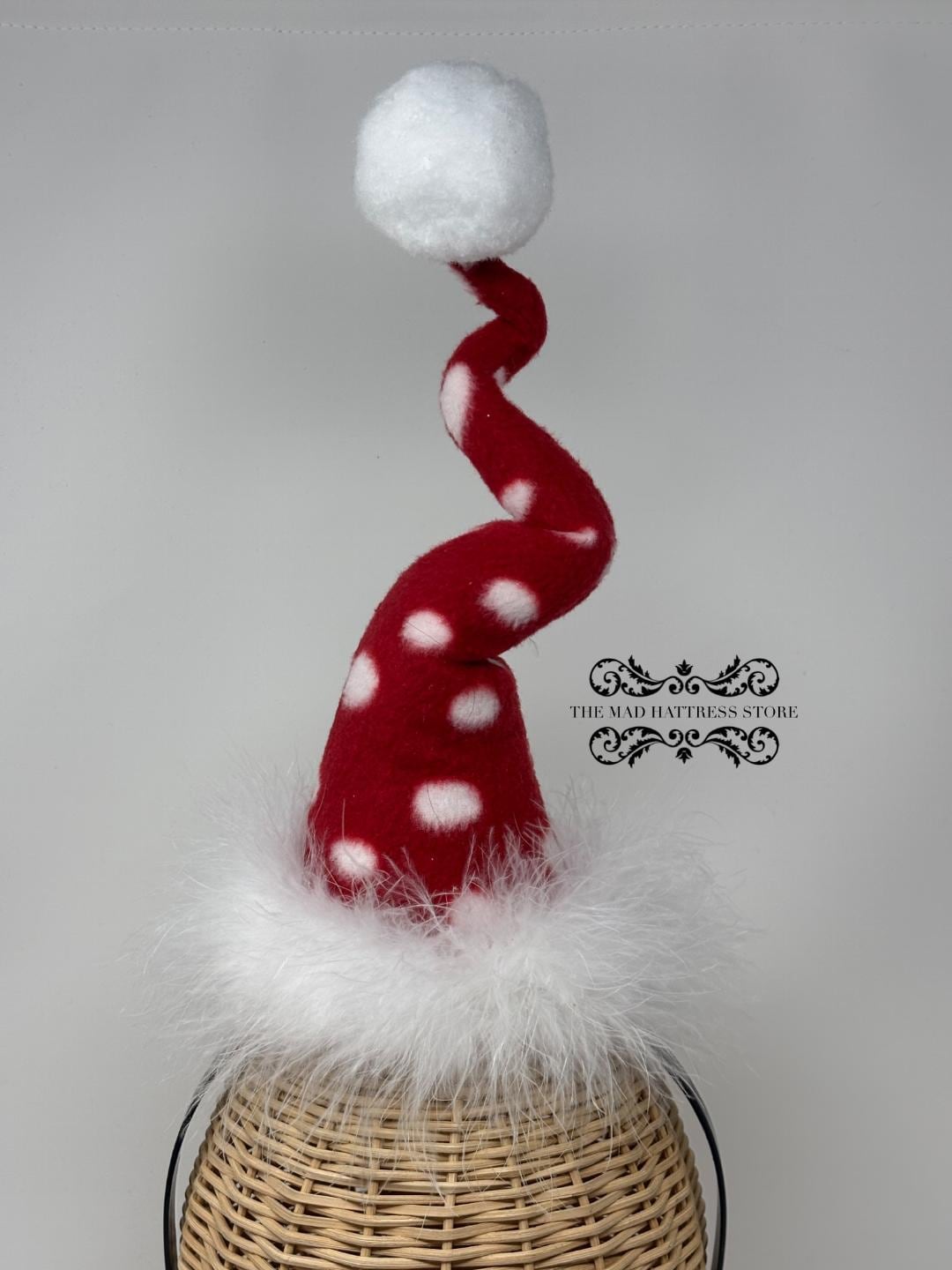 Whimsical Swirly Santa Hat: Polka Dot Holiday Headpiece - Etsy