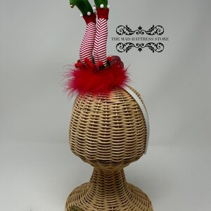 Elf Down Headband/fascinator/headpiece Red Stripe Legs Christmas ...