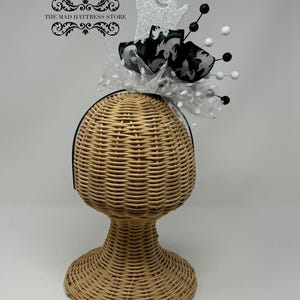 Black/white/ghost/fascinator/headband/headpiece/elegant/costume/party ...