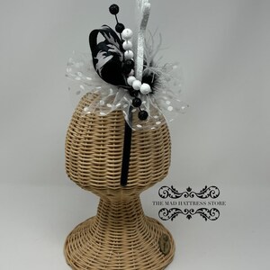 Black/white/ghost/fascinator/headband/headpiece/elegant/costume/party ...