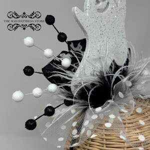 Black/white/ghost/fascinator/headband/headpiece/elegant/costume/party ...
