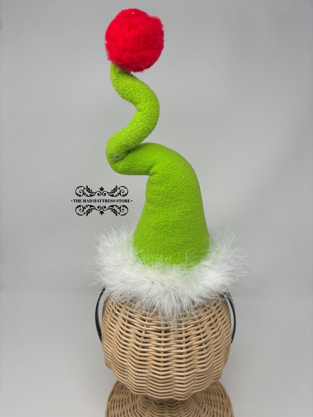Grynch Green Swirly Hat: Whimsical Holiday Headpiece With Feathers - Etsy