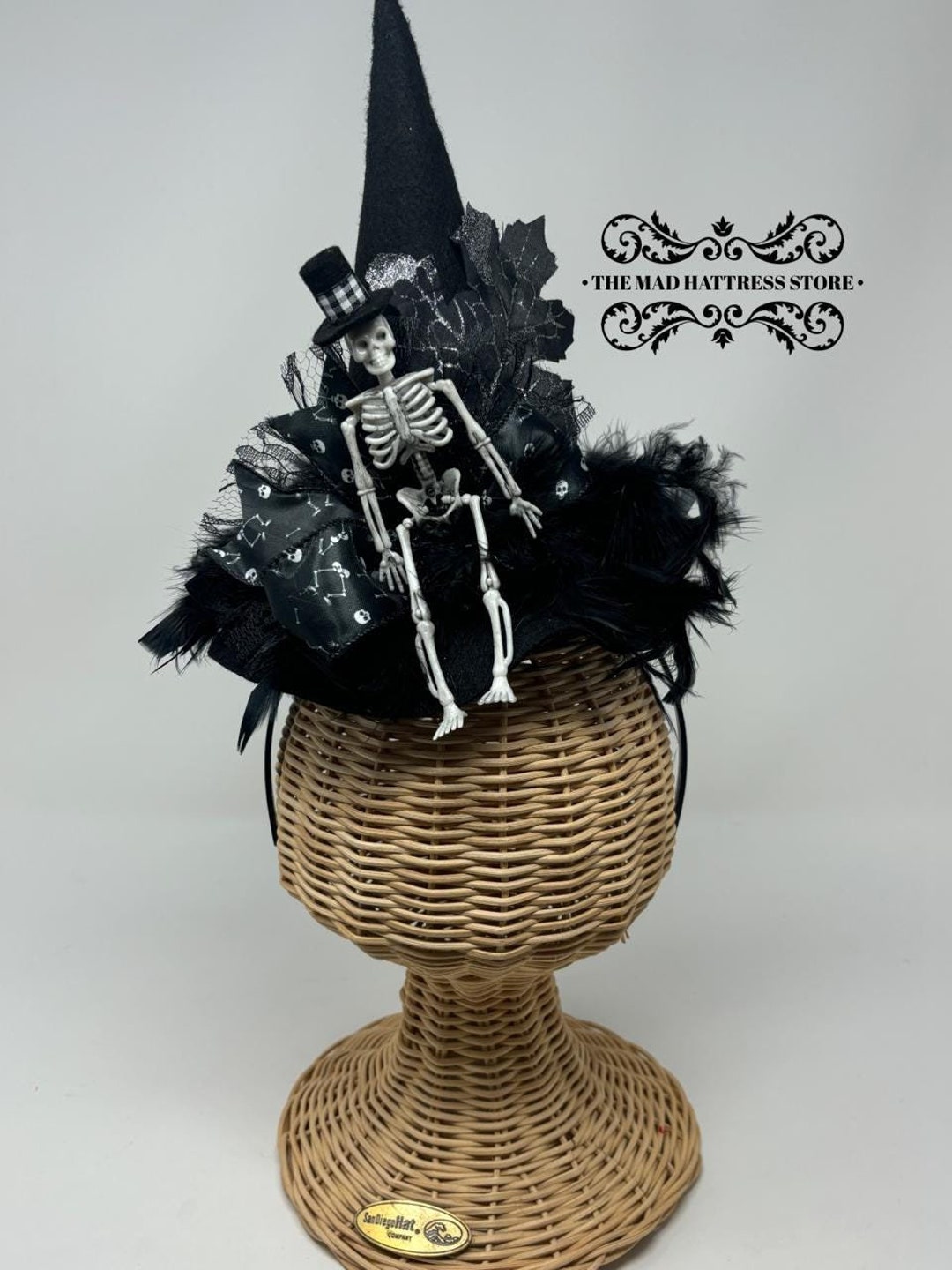 Fancy Witch Hat Skeleton fascinator/headband/headpiece/halloween ...