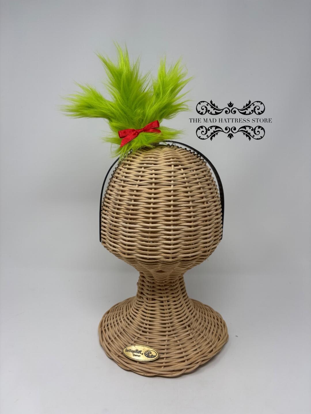 Grynch Green Fur Headband: Whimsical Holiday Party Fascinator - Etsy