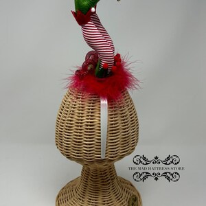 Elf Down Headband/fascinator/headpiece Red Stripe Legs Christmas ...