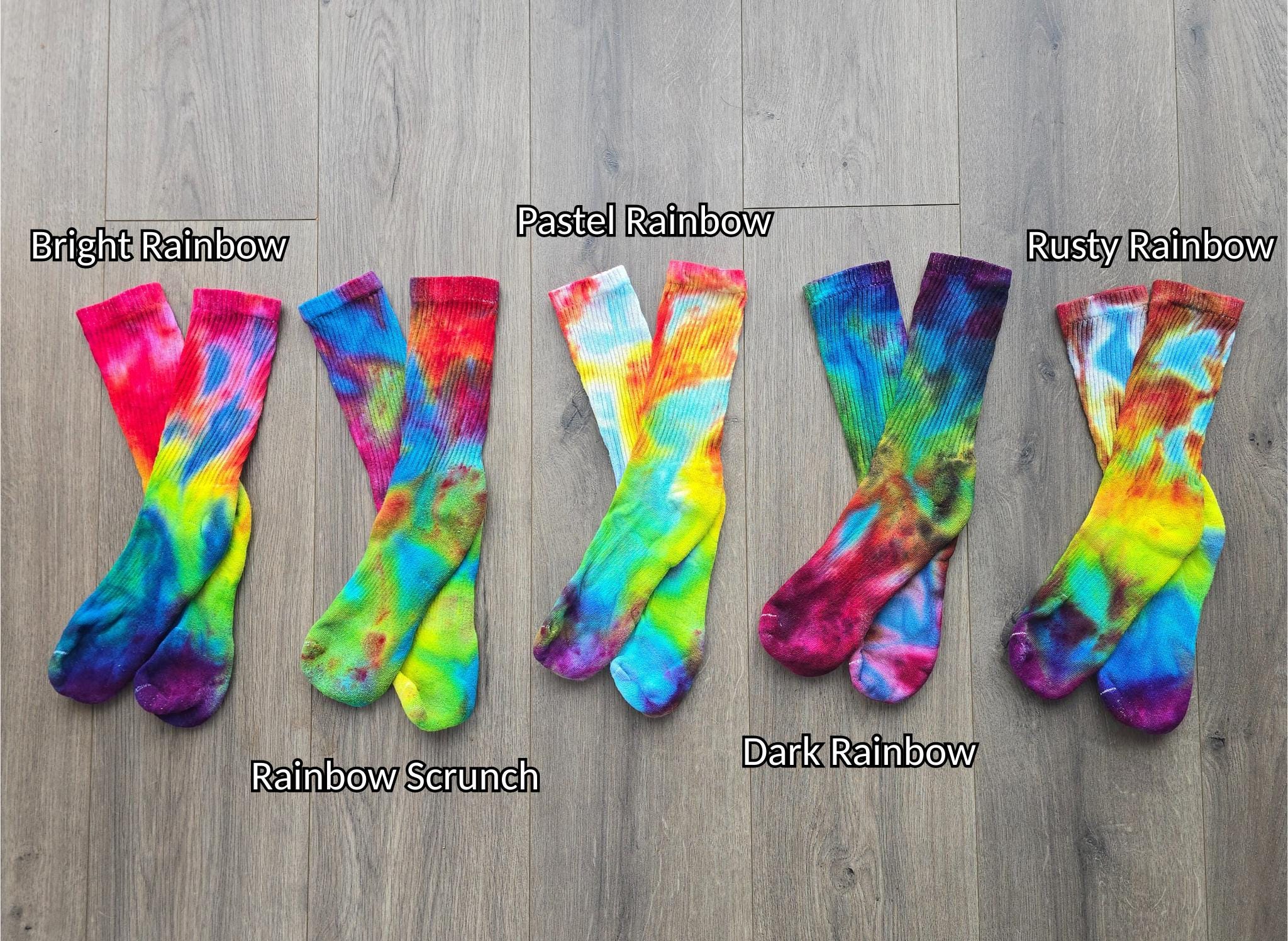 NEW COLORS Unisex Tie Dye Socks Adult Ice Dyed Socks - Rainbow - Earthy ...