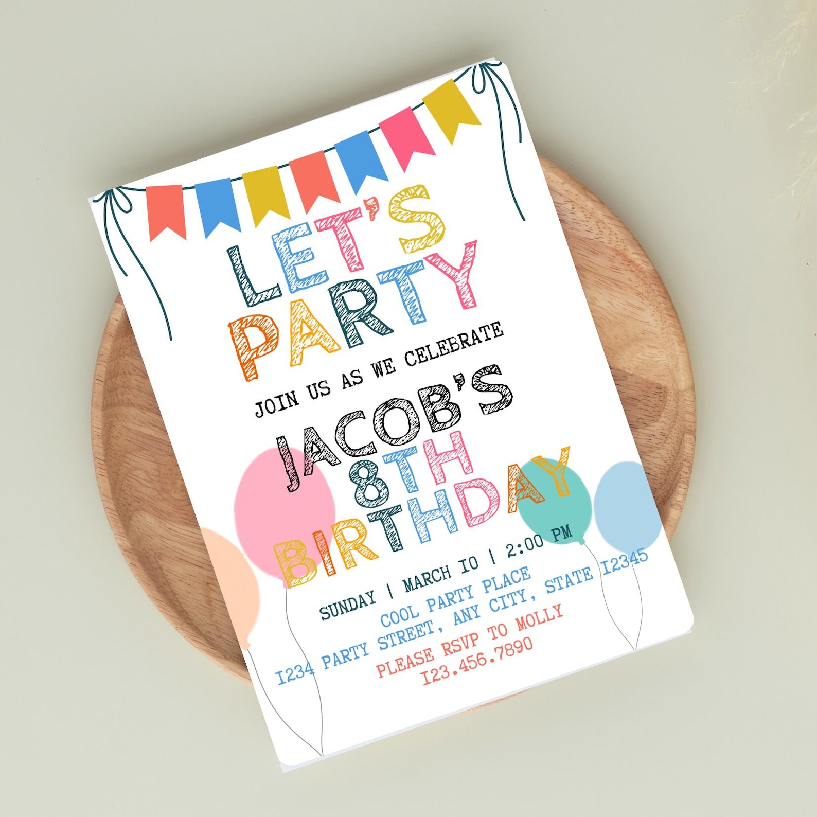 Colorful Birthday Invitation (digital Download) - 5x7 Party Design - Etsy