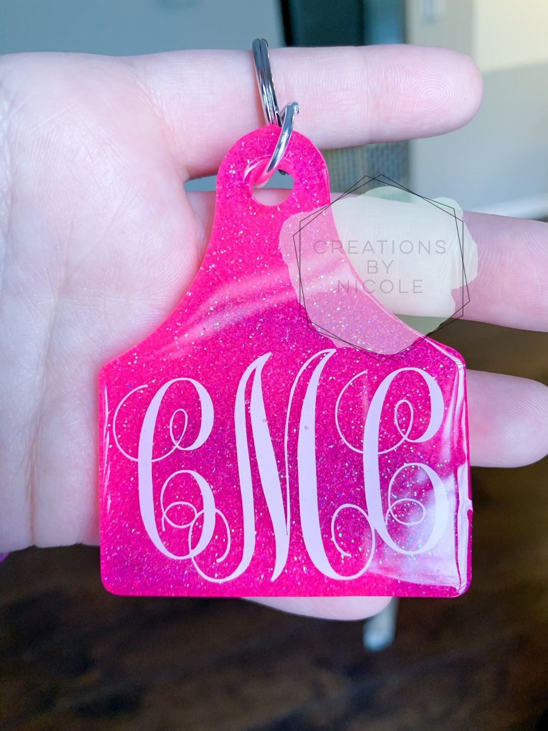 Cow Tag Key Chain Ear Tag Key Chain Cow Tag Keychain Monogram Keychain ...