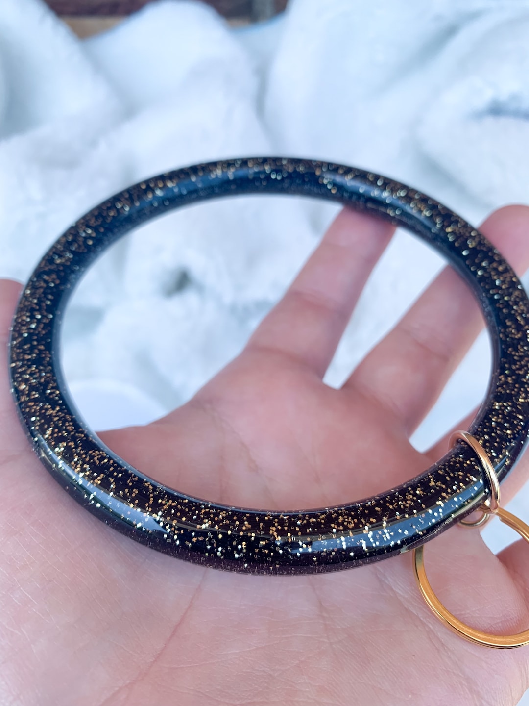 Epoxy Bangle Keychain: Glitter Resin Wristlet Key Ring - Etsy