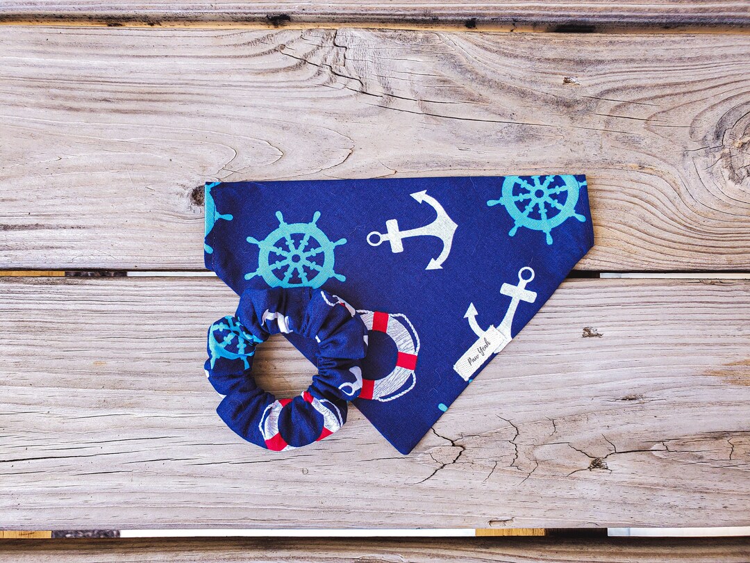 Ahoy Matey | Nautical Dog Bandana: Summer Slip-on Pet Scarf - Etsy