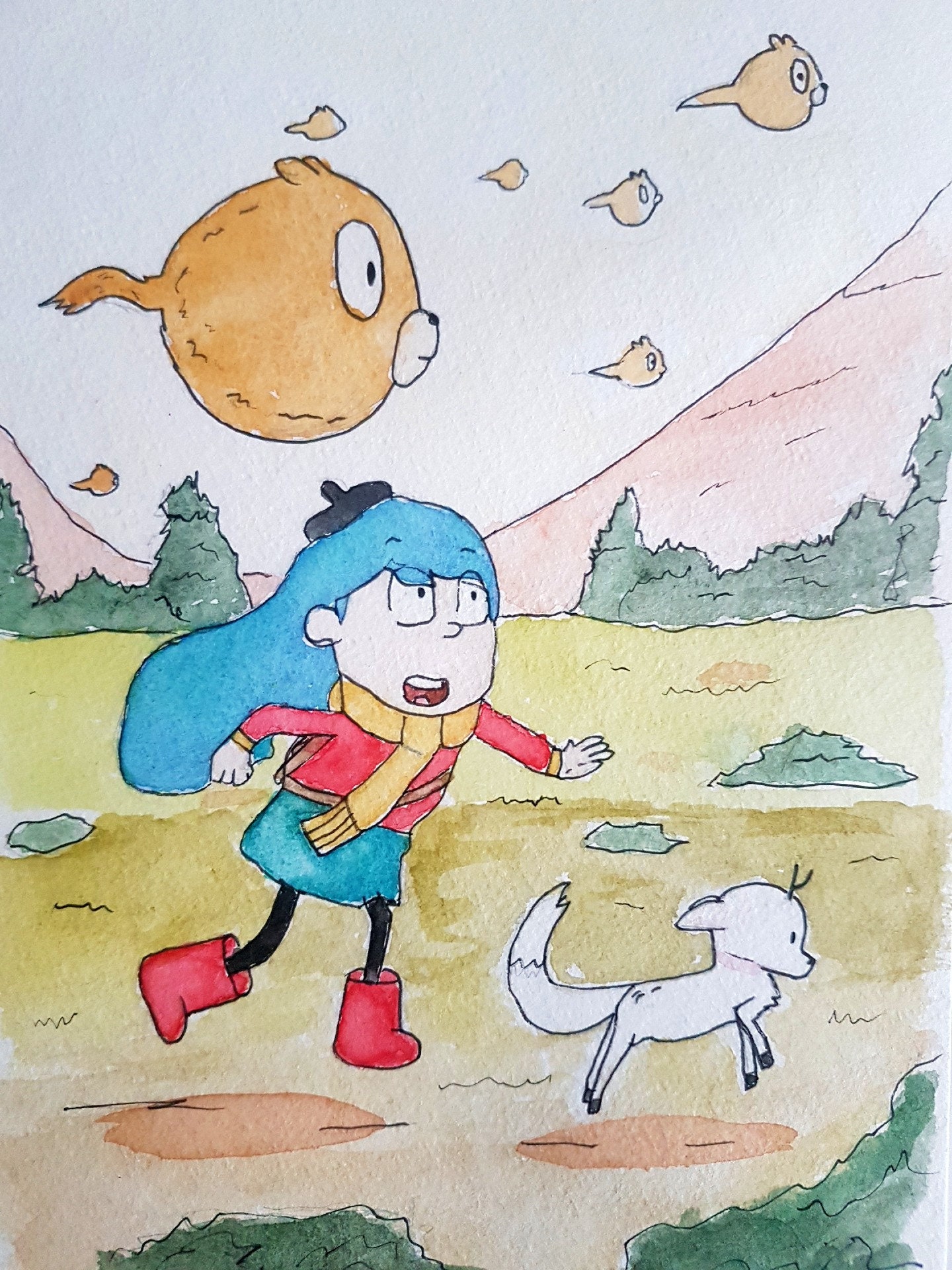 Hilda and Twig Print | Landscape Watercolour Art Painting | Fantasy Art ...