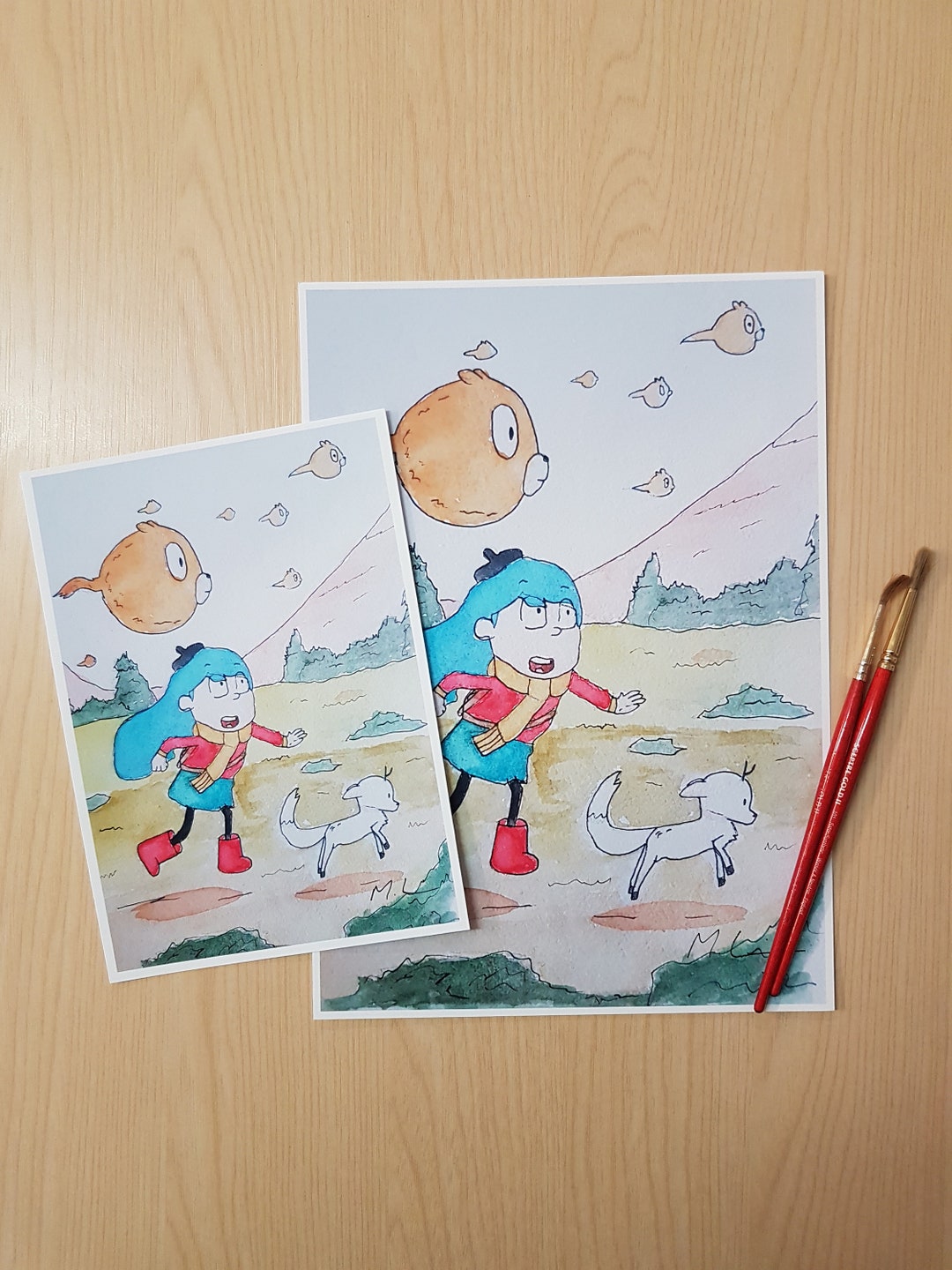 Hilda and Twig Print | Landscape Watercolour Art Painting | Fantasy Art ...