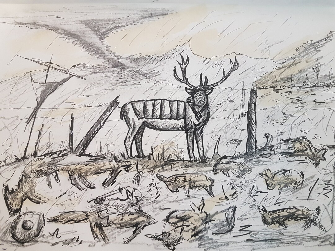 Stag Fantasy Graphite Drawing Art Unframed Print A4 Fantasy Art print ...