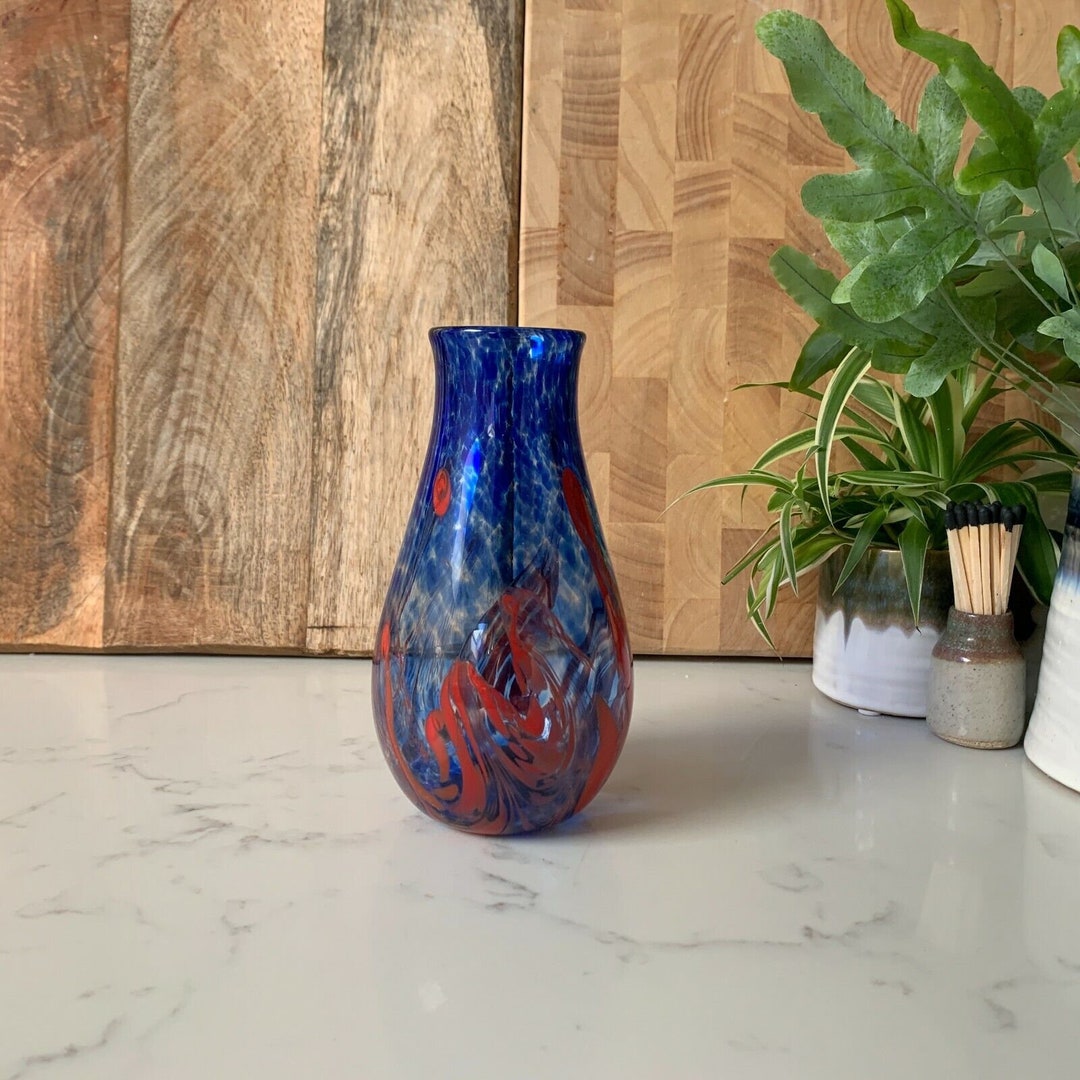 Jonathan Leeke Bath Aqua Glass Vase, Hand Blown Signed & Dated Art ...