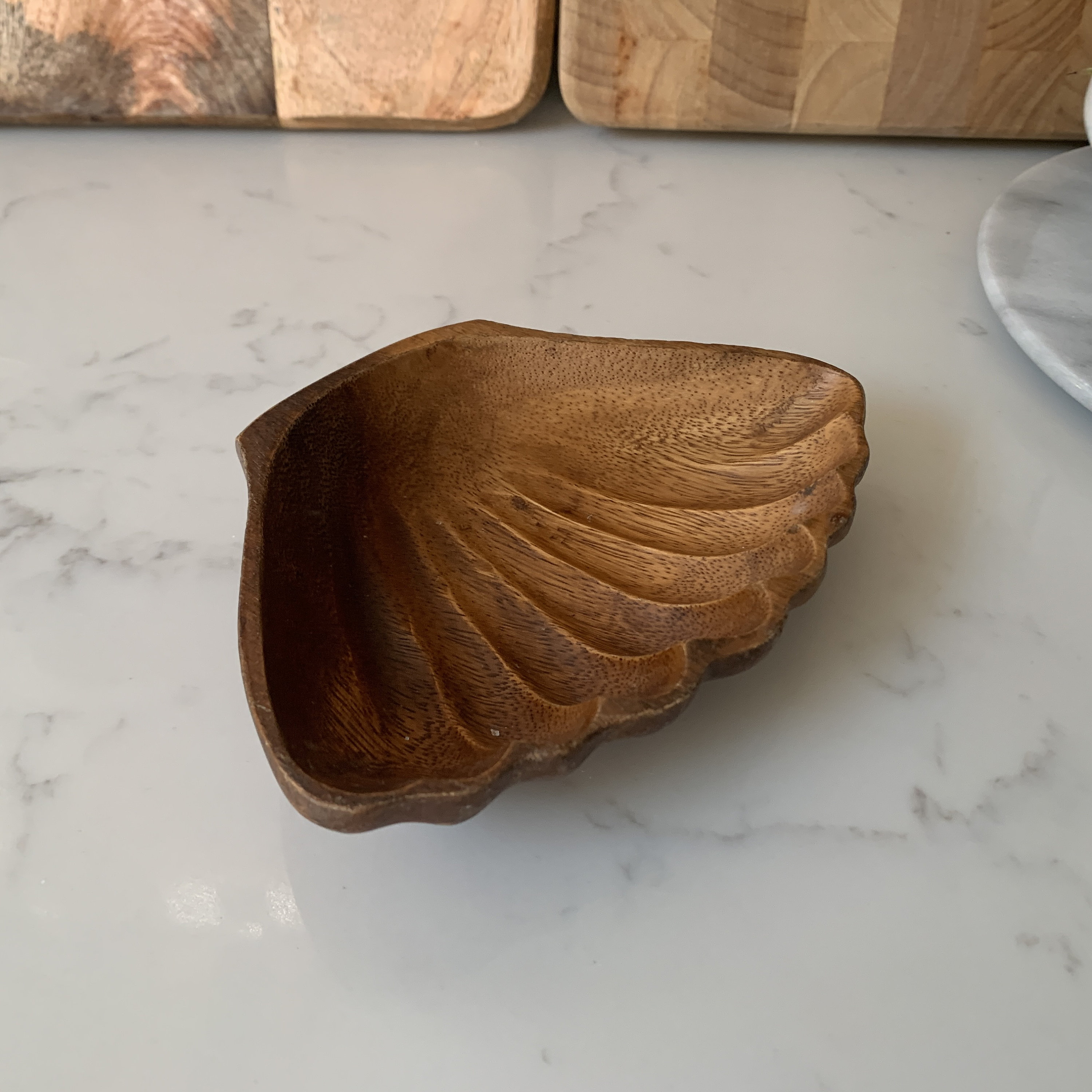 Retro Interior Trinket Dish Vintage Wooden Scallop Shell Dish Ring Dish ...