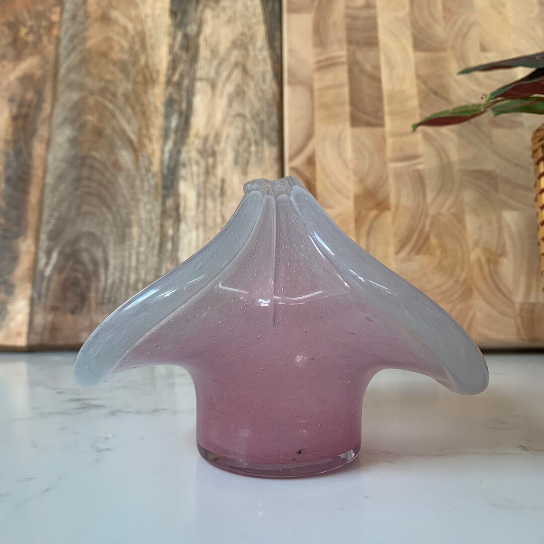 Vintage Vasart Strathearn Glass Basket: Pastel Mottled Ring Dish - Etsy