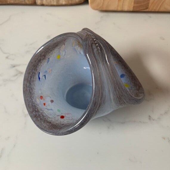 Vintage Pastel Art Glass Vase / Basket / Bowl, Vasart… - Gem