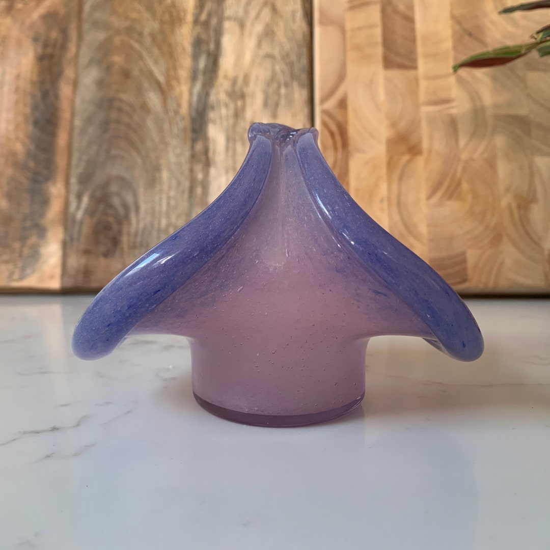 Vintage Pastel Glass Vase / Ring Dish Signed Vasart / Strathearn Pink ...