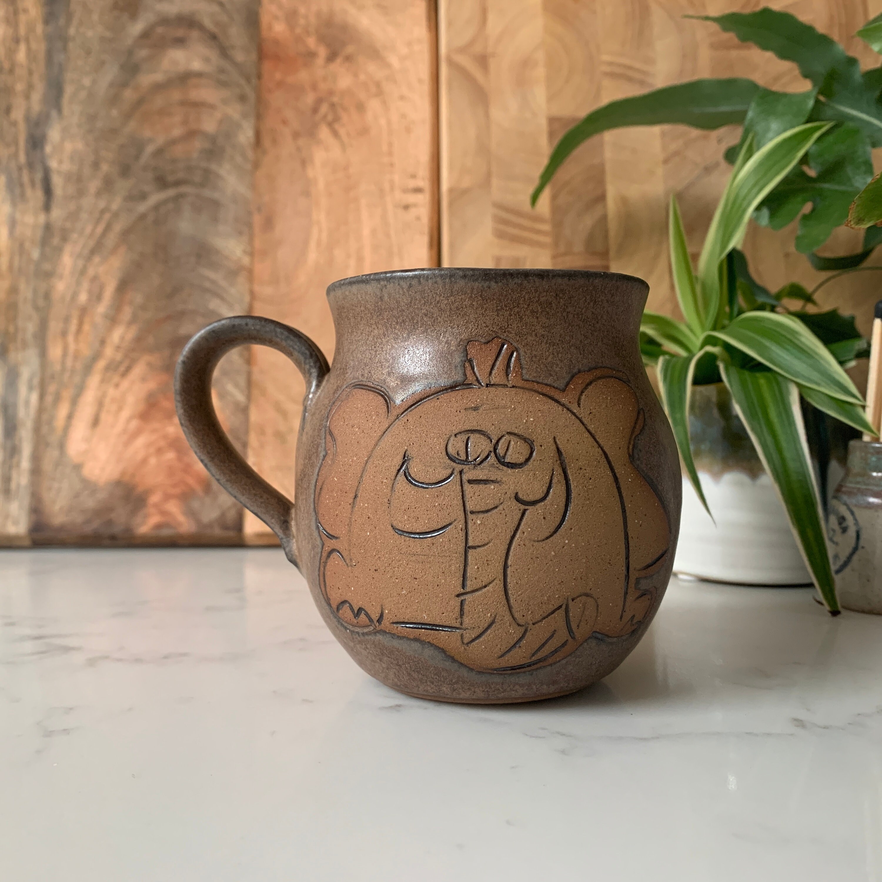 Home & Living Vintage Handmade Studio Pottery Ceramic Cup Mug Brown ...