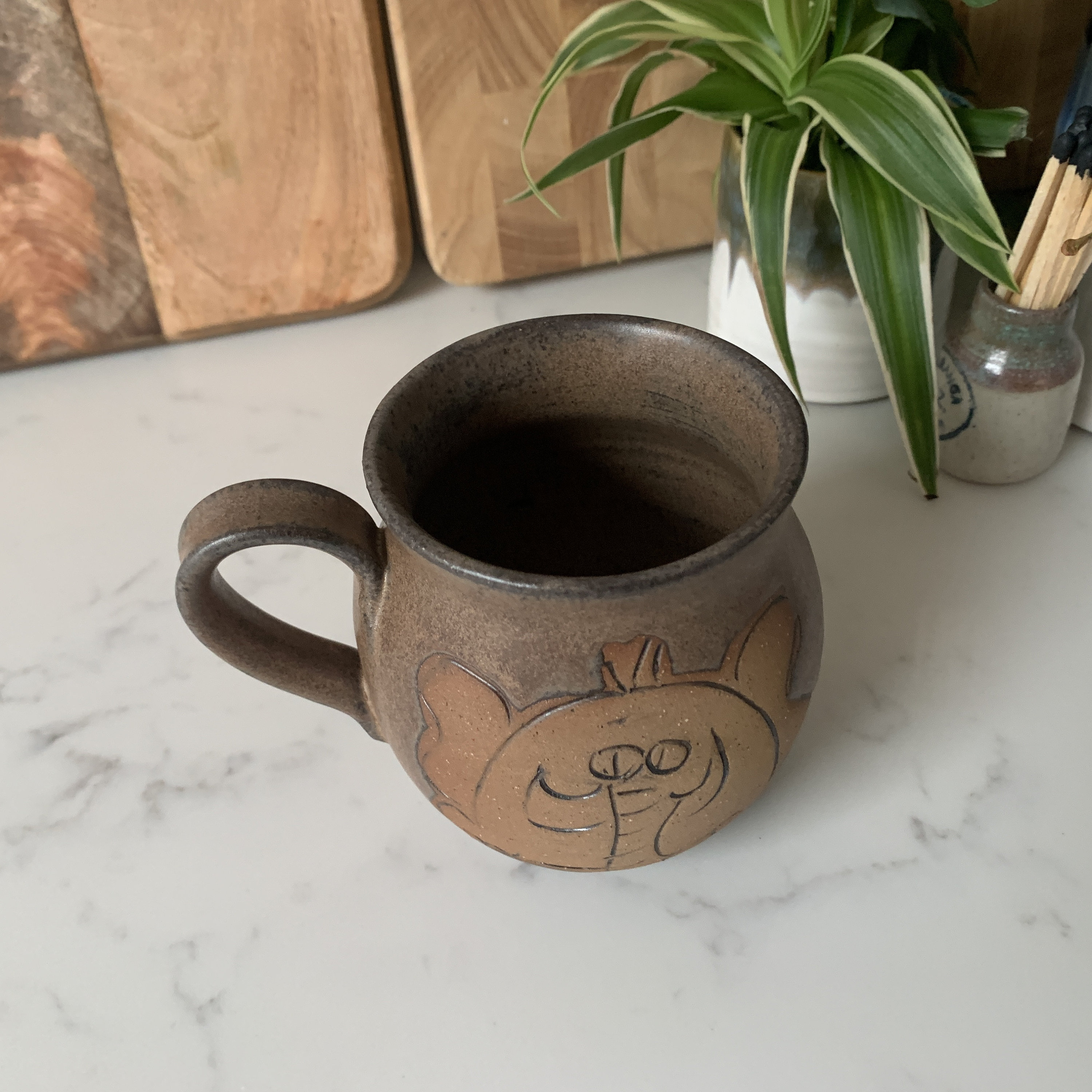 Home & Living Vintage Handmade Studio Pottery Ceramic Cup Mug Brown ...
