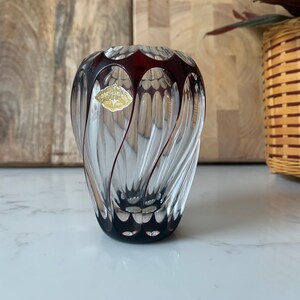 Josephinenhuette Crystal Glass Vase Clear and Ruby Red With Original ...