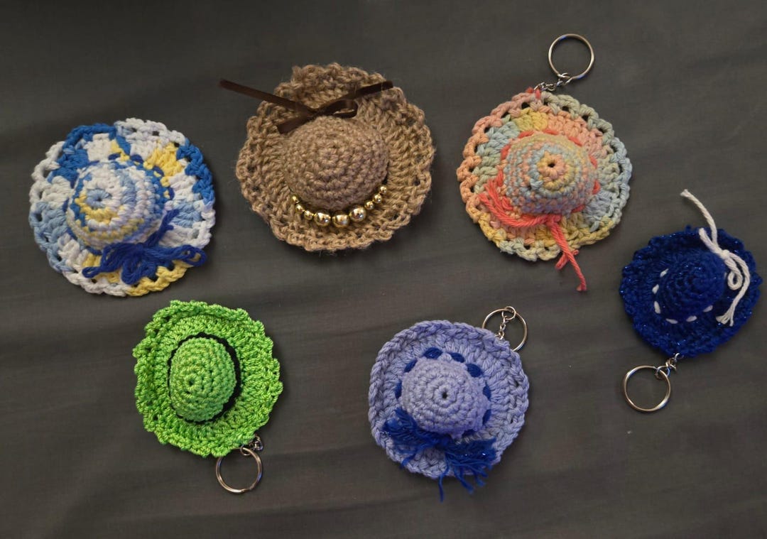 Handmade Crochet Sun Hat Keychain | Cute Mini Sun Hat Keyring | Boho ...