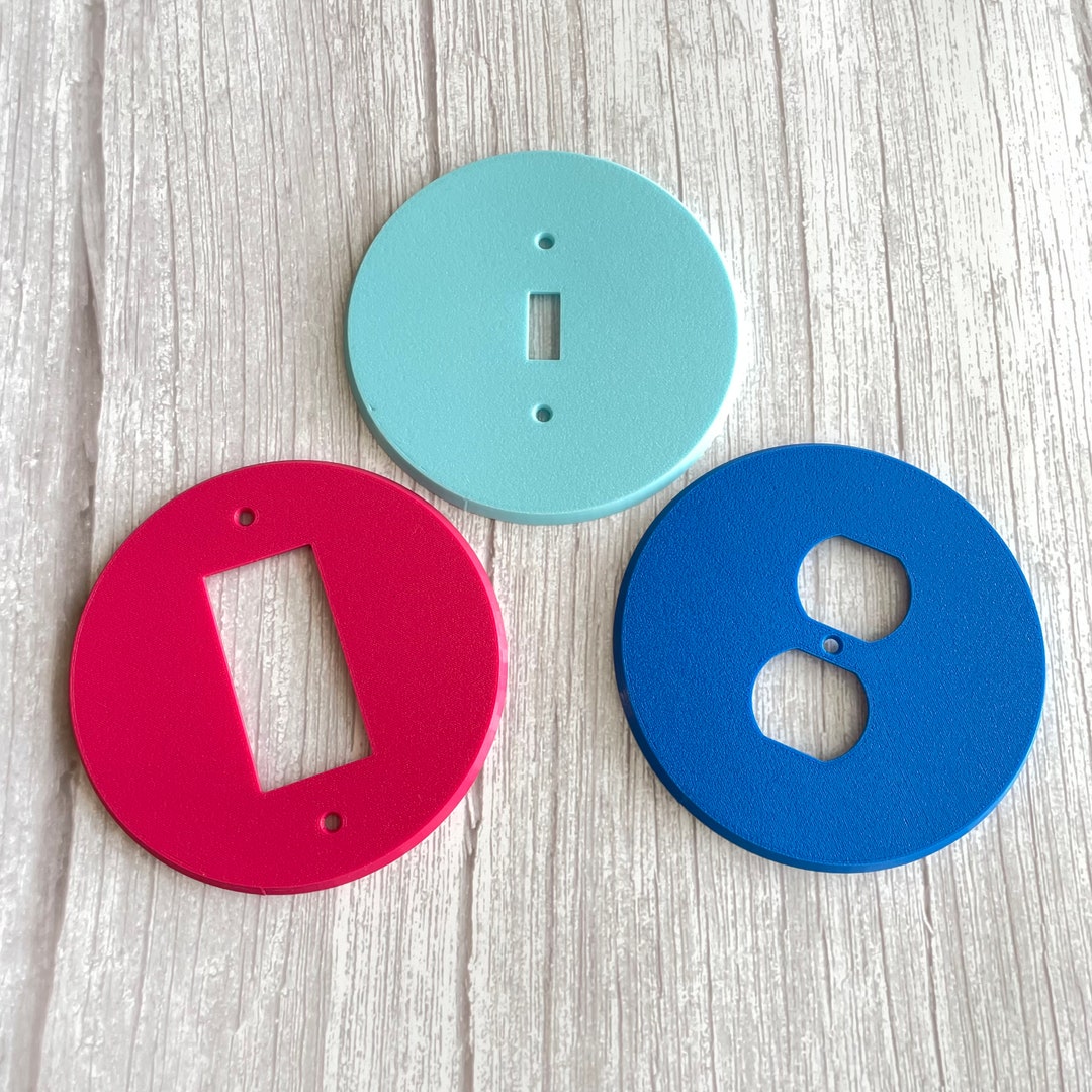 Round Wall Plate Cover for Living Room Colorful Retro Outlet & Switch ...