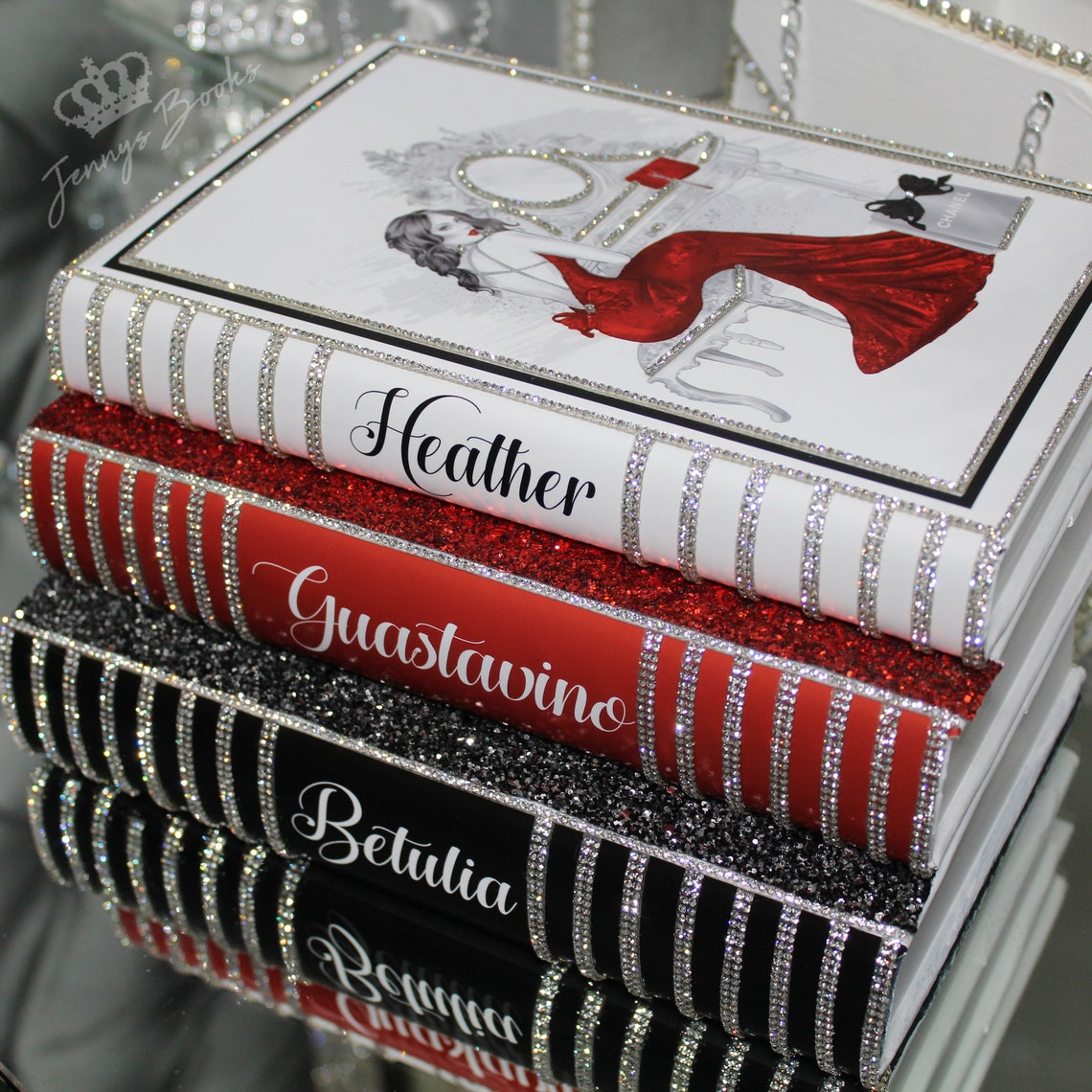 Bling Decor Book Stack Custom made bling books Stack of 3 | Etsy