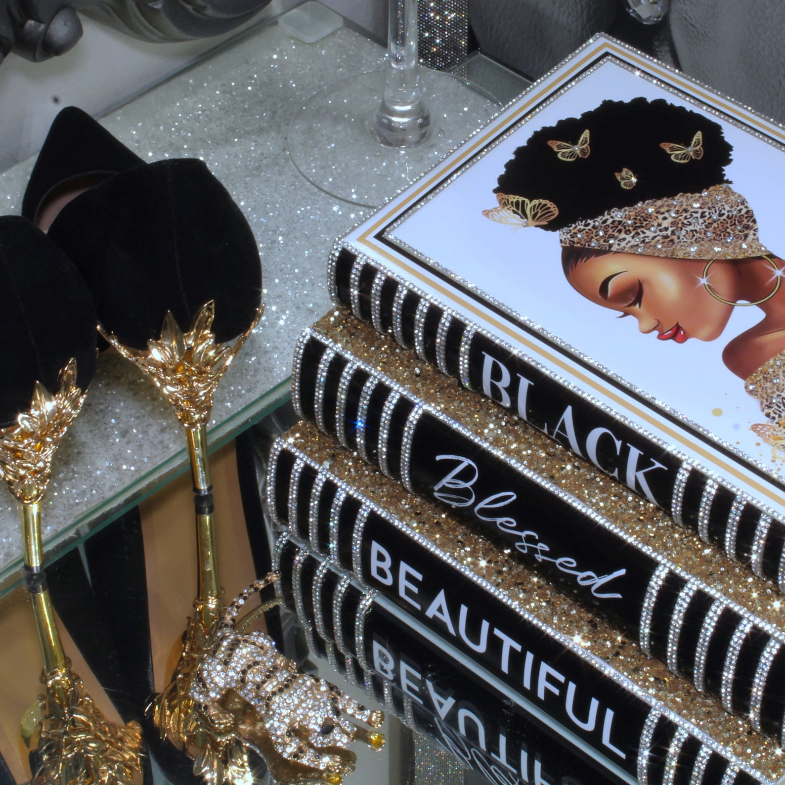Black Queen Luxury Bling Glam Book Stack Stack of 3 - Etsy