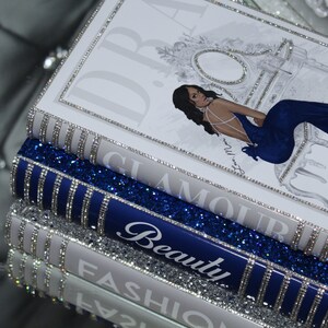 Bling Decor Book Stack- Custom Made Bling Books - Stack of 3 - Blue ...