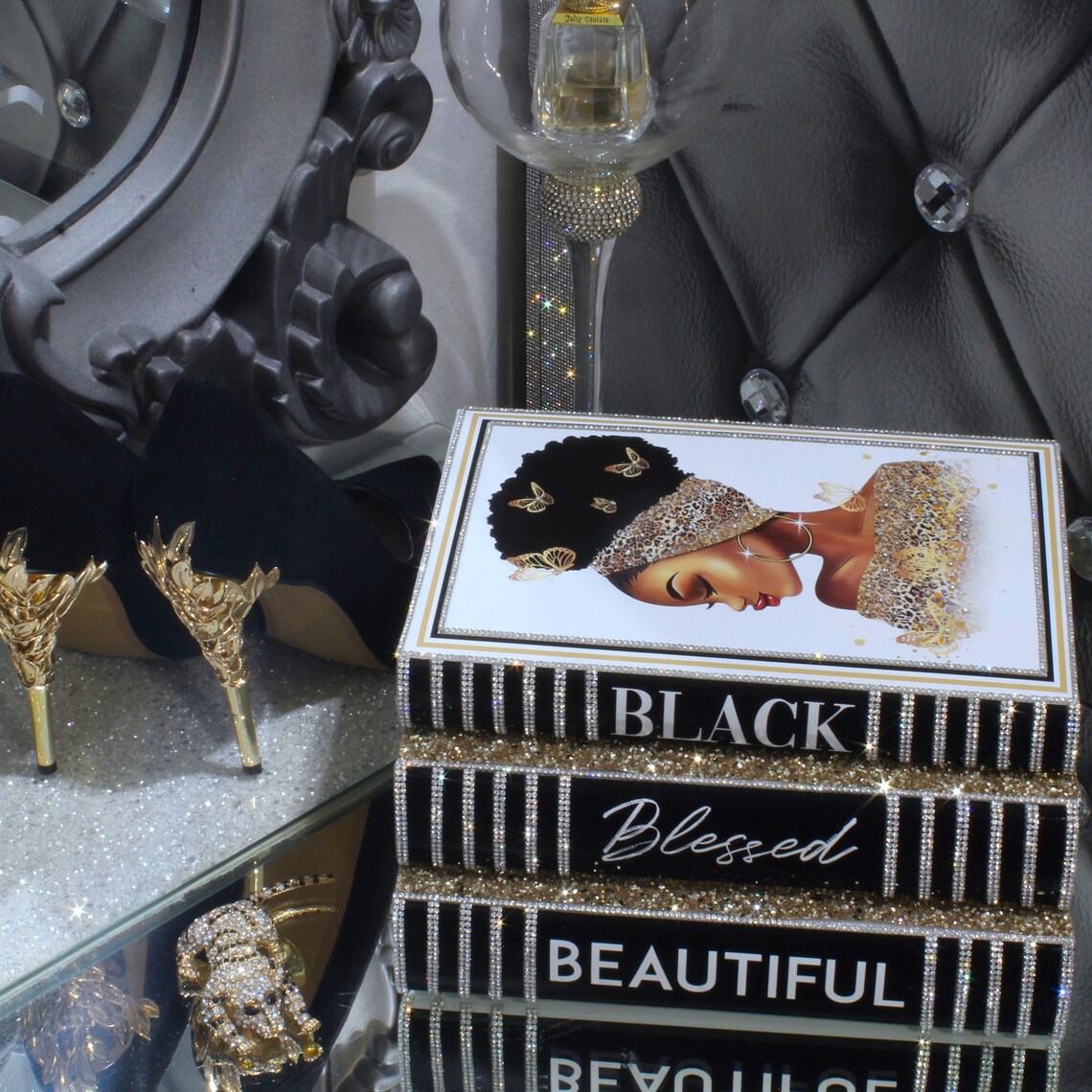 Black Queen Luxury Bling Glam Book Stack Stack of 3 - Etsy