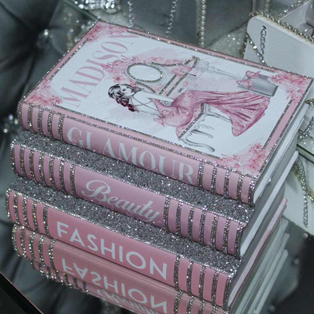 Floral Girly Glam Bling Books - Pink + Silver Glitter - Stack of 3 ...