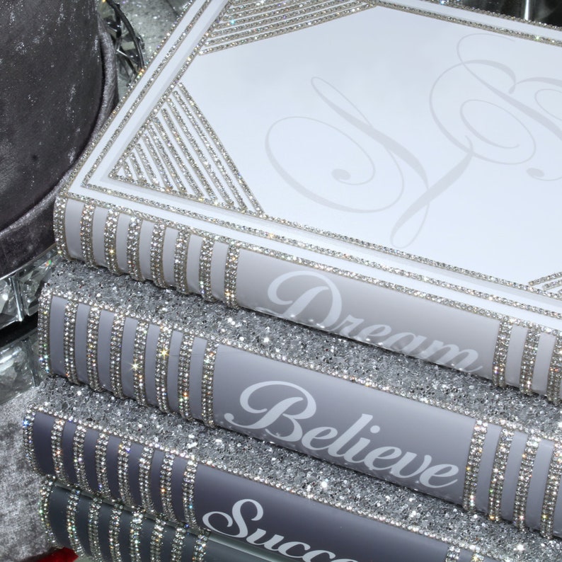 Glam Bling Book Stack Grey Tones Stack of 3 Custom Made - Etsy