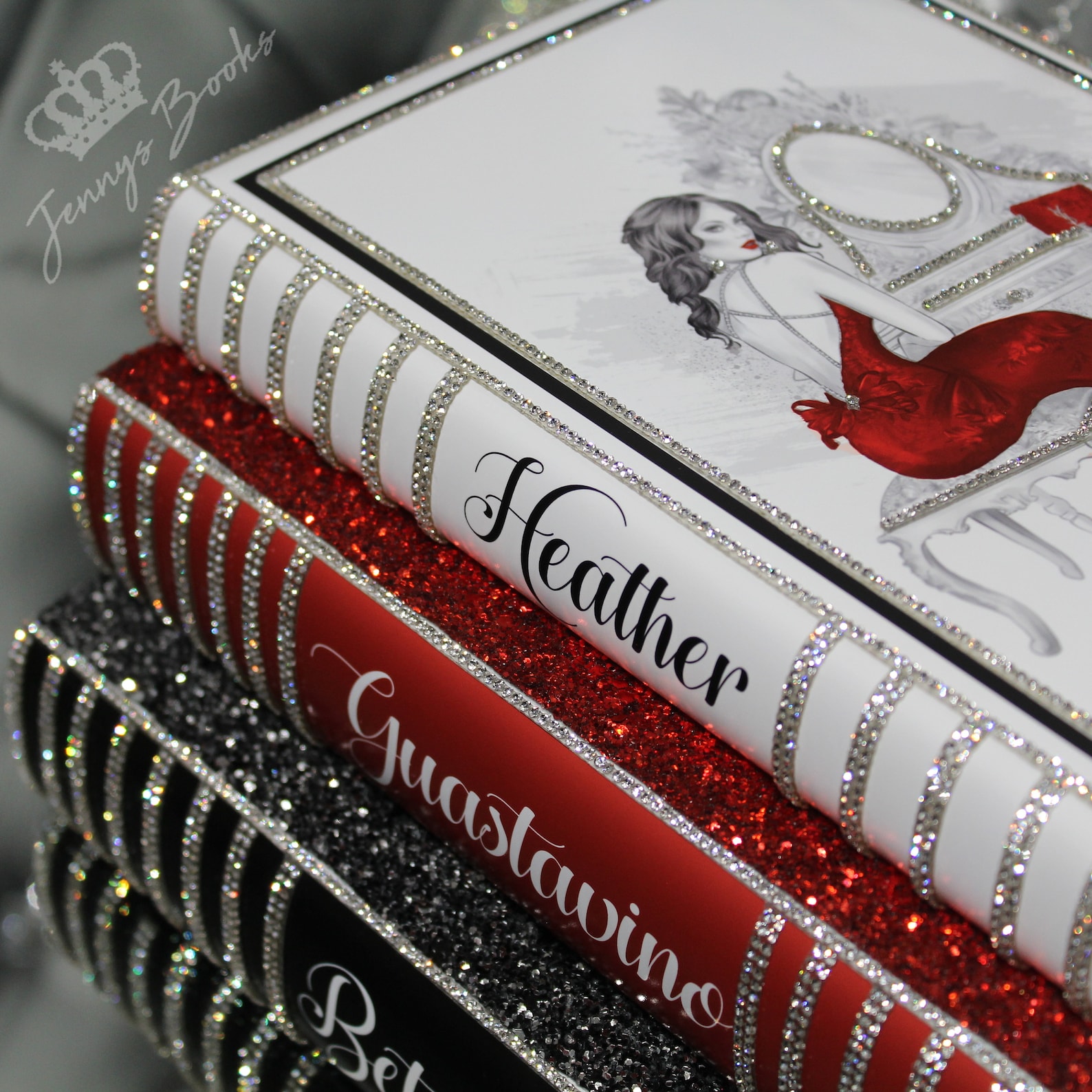 Bling Decor Book Stack Custom made bling books Stack of 3 | Etsy