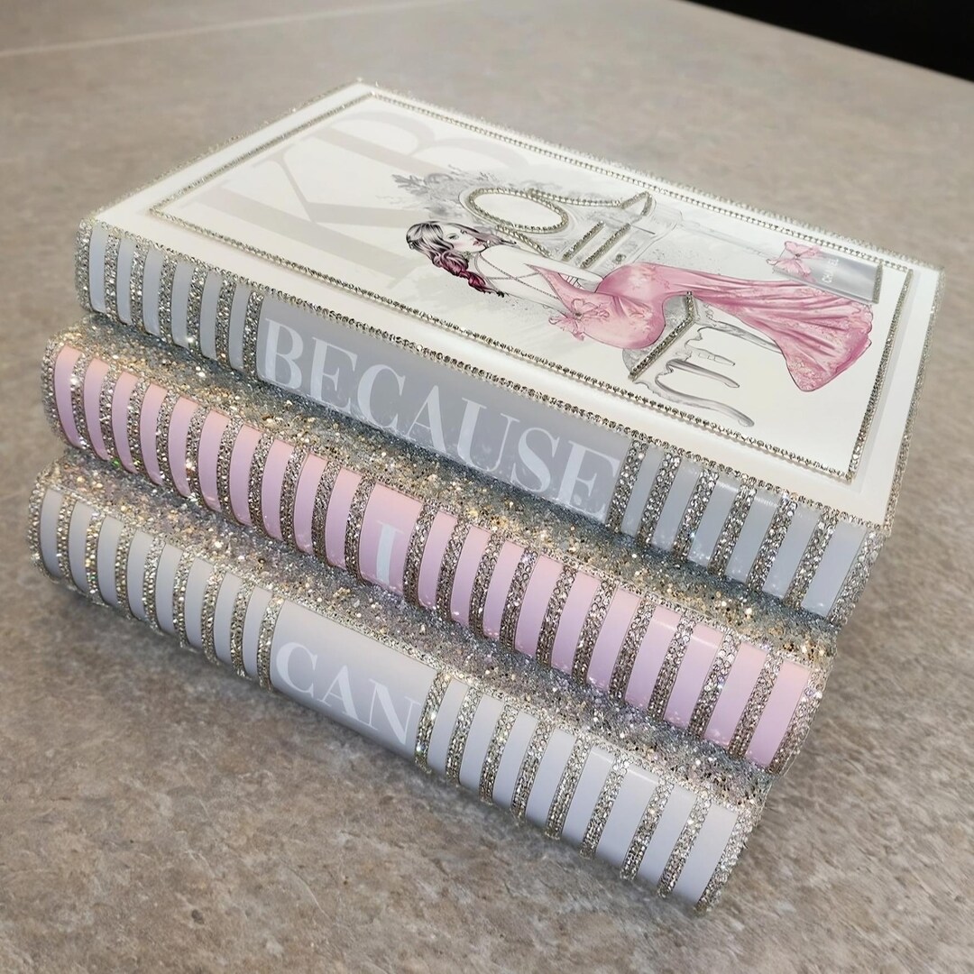 Pink Bling Decor Book Stack | Glam Decorative Books for Coffee Table ...