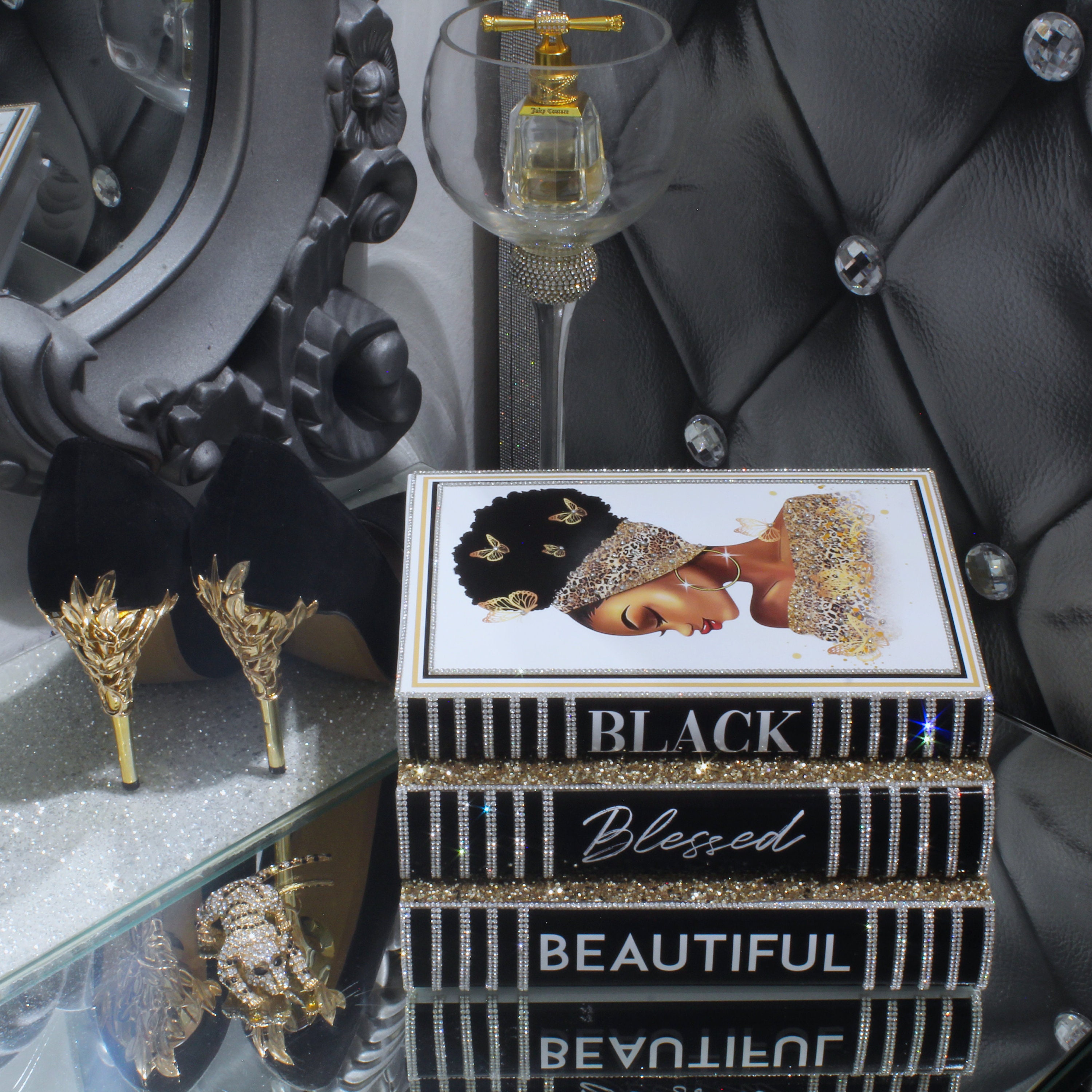 Black Queen Luxury Bling Glam Book Stack Stack of 3 - Etsy