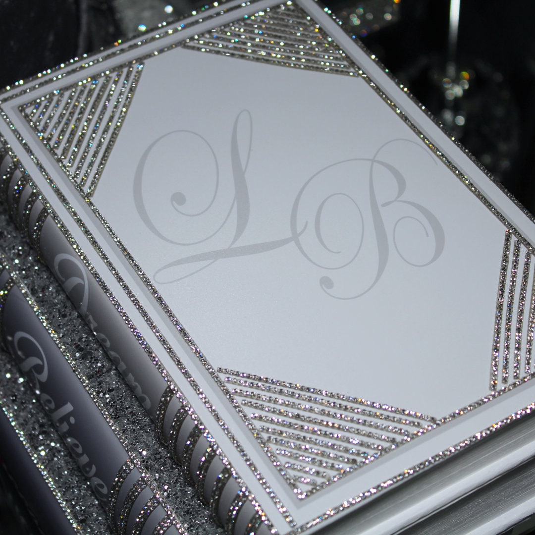 Glam Bling Book Stack Grey Tones Stack of 3 Custom Made - Etsy