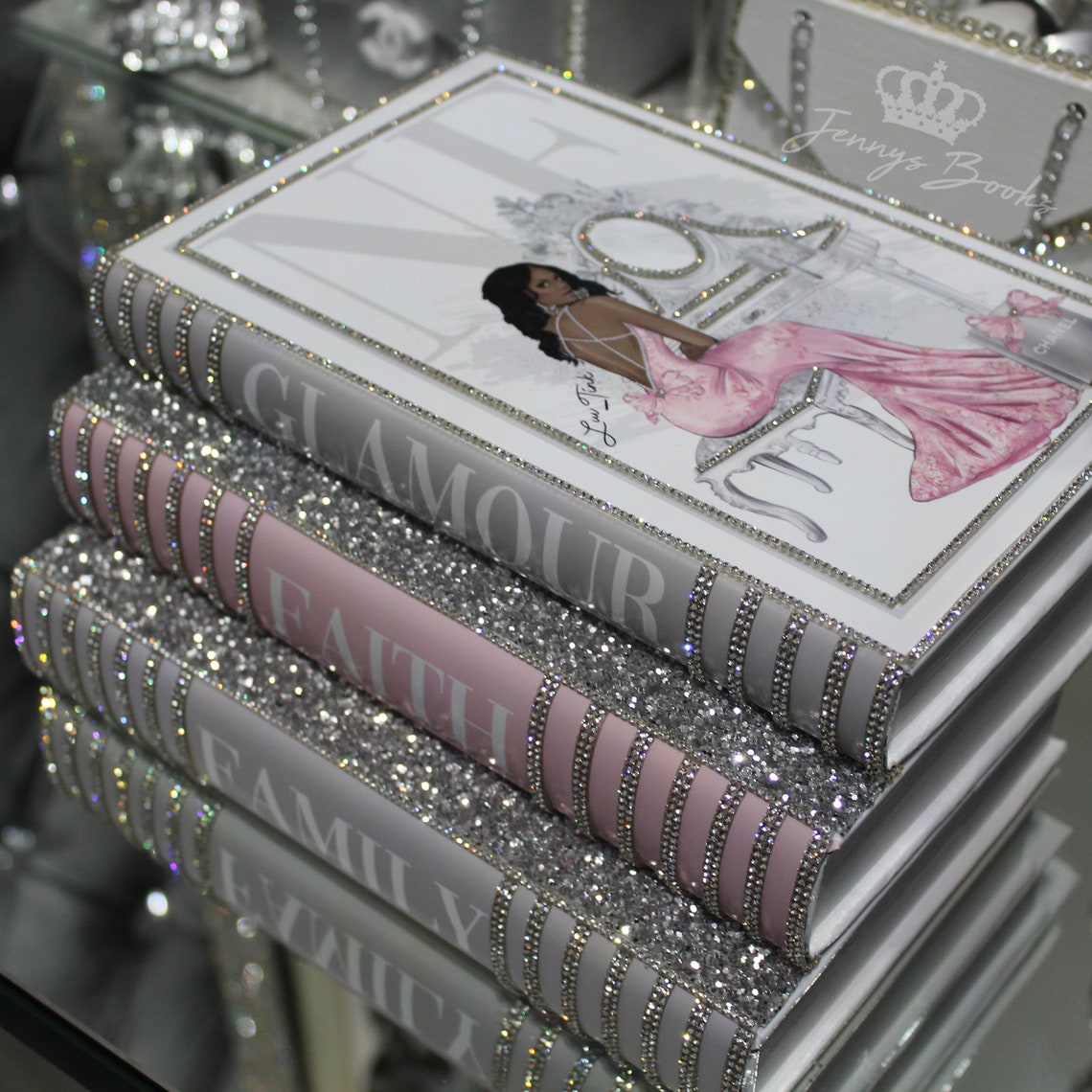 Bling Decor Glam Book Stack Custom Made Bling Books Stack | Etsy