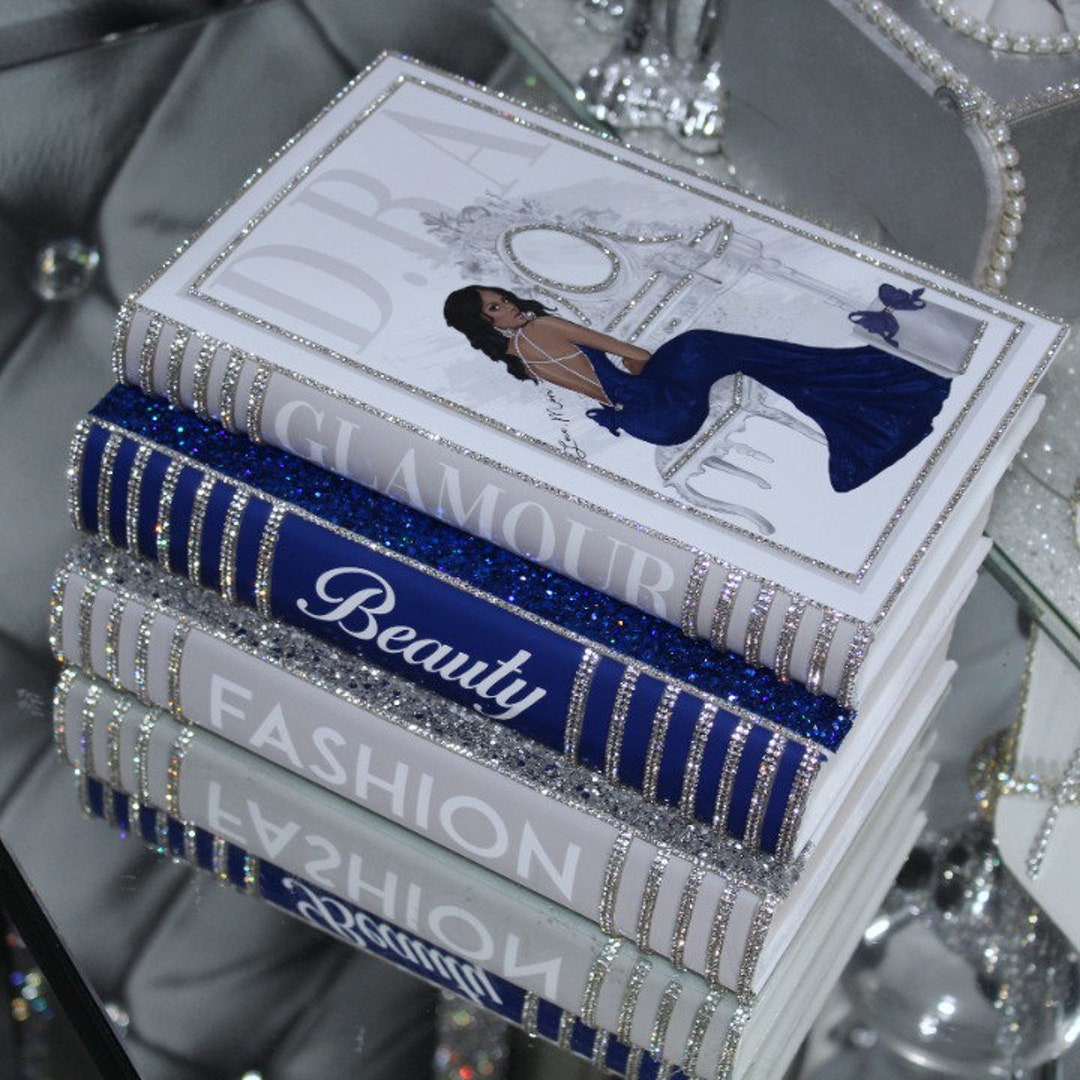 Bling Decor Book Stack- Custom Made Bling Books - Stack of 3 - Blue ...